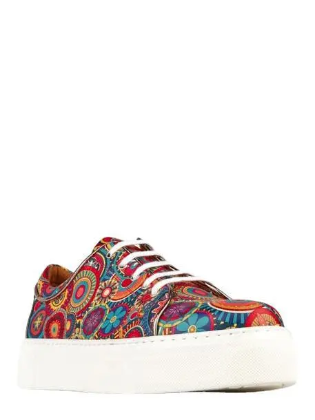 EMBASSY LONDON Camila Water Resistant Lace-up Platform Sneakers - Blue Multi Pattern