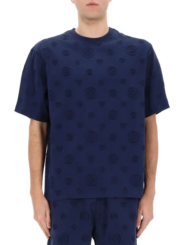 Casablanca Monogram Print Organic Cotton Crewneck T-shirt - Blue