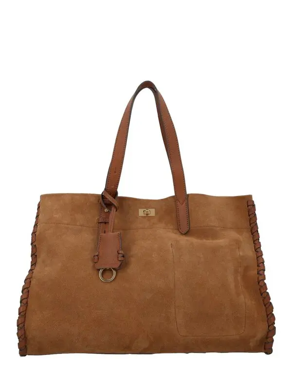 ANYA HINDMARCH Mortimer Large Woven Suede Tote Bag - Brown
