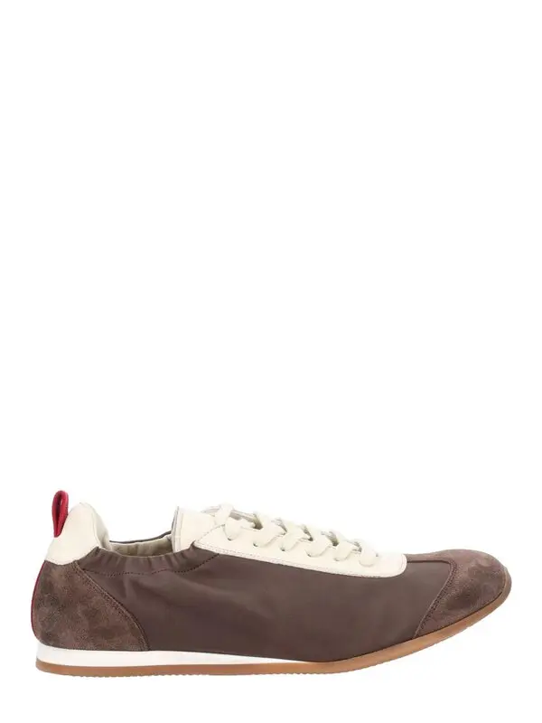 UMA WANG Low-top Trainers In Leather And Nylon - Burnt