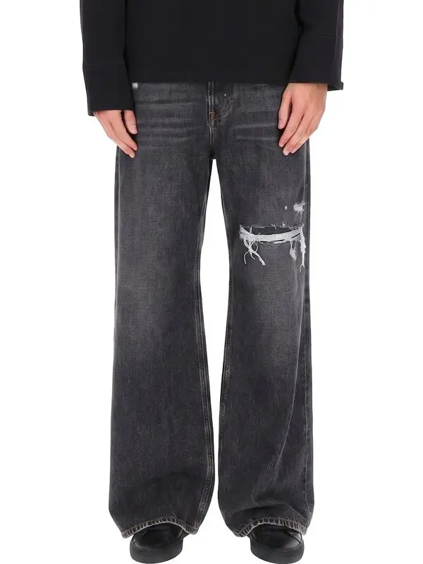 DIESEL® D-rise Wide-leg Jeans In Distressed Cotton - Denim