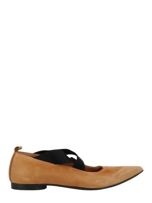 UMA WANG Mary Jane Ballet Flats In Aged Leather - Beige