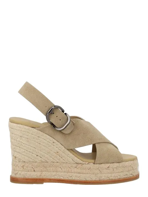 CastaÑer Suede Betina High Wedge Platform Espadrilles - Beige