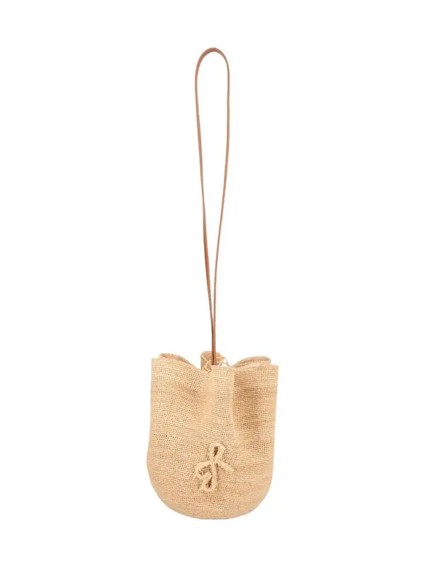 Ruslan Baginskiy Hatbag Crochet Raffia Mini Bucket Bag - Beige
