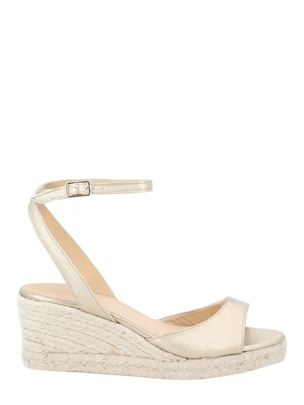CastaÑer Brook Mid-wedge Sandals In Laminated Leather - Gold