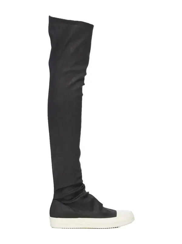 Rick Owens Over-the-knee Boots With Rubber Toe Cap - Black