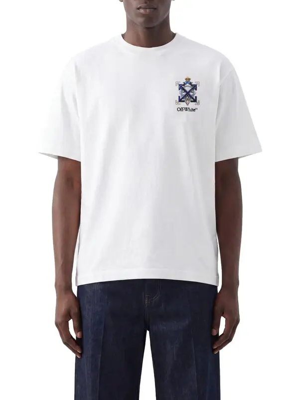 Off-White Jewel Arrow Skate Cotton T-shirt With Rear Logo - White