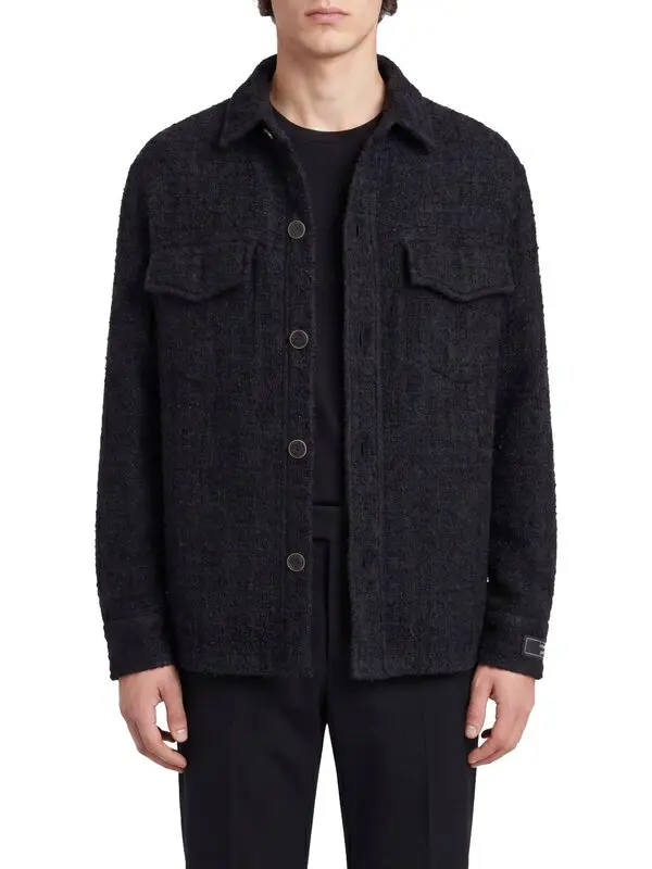 Balmain Cotton-blend Tweed Shirt Jacket With Patch Pockets - Black