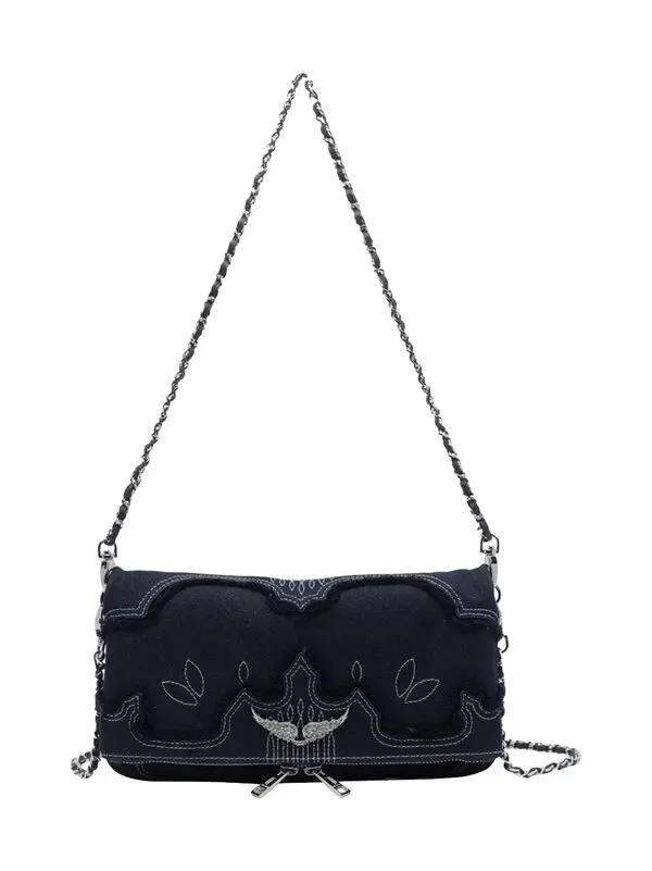 Zadig&Voltaire Embroidered Denim Shoulder Bag - Blue