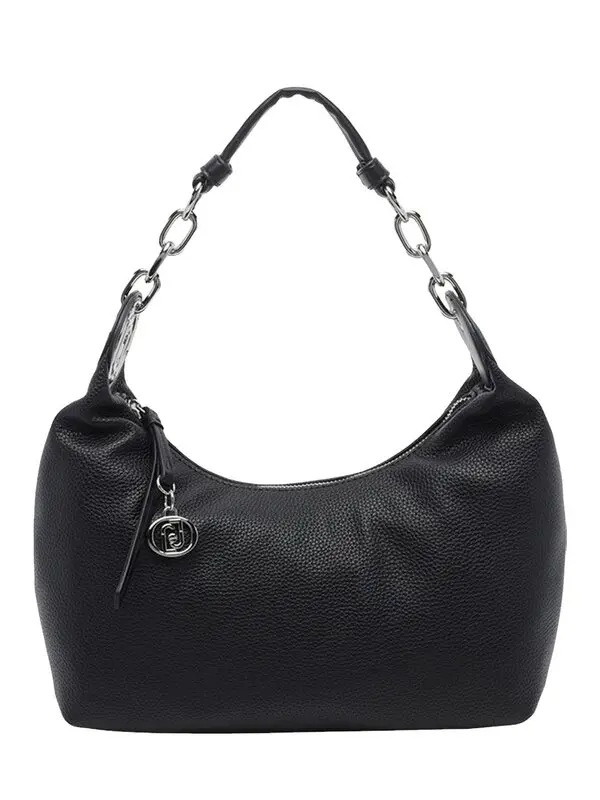 Liu Jo Grained Faux Leather Shoulder Bag With Zip Closure - Black