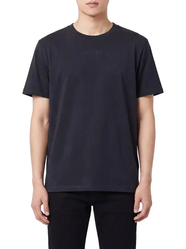 Balmain Basic Design Crewneck Short-sleeve Cotton T-shirt - Black