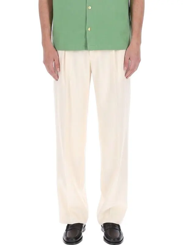 Drole De Monsieur Tailored Trousers In Stretch Viscose Crêpe - White