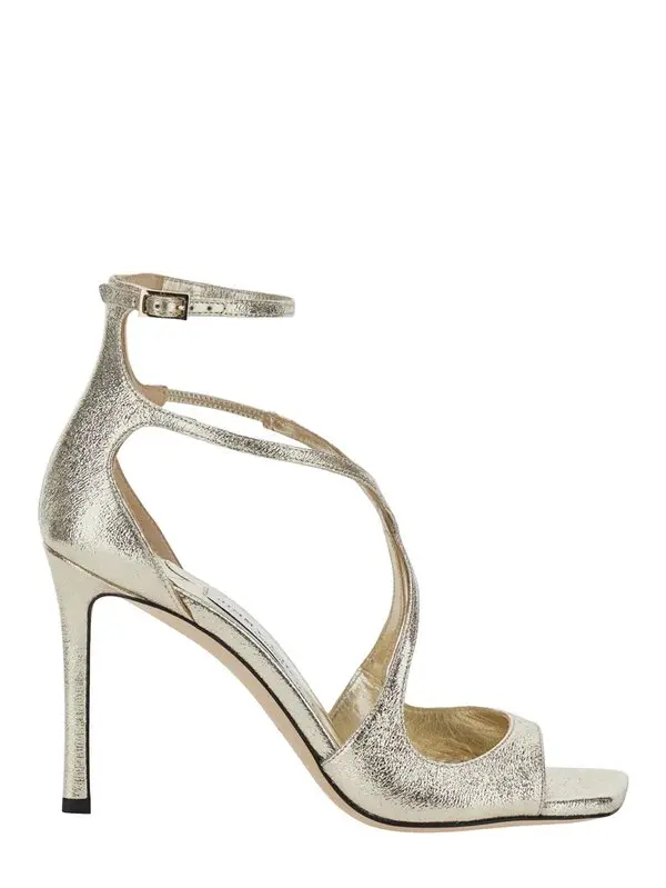 JIMMY CHOO Azia Laminated Nappa Sandals - Platinum