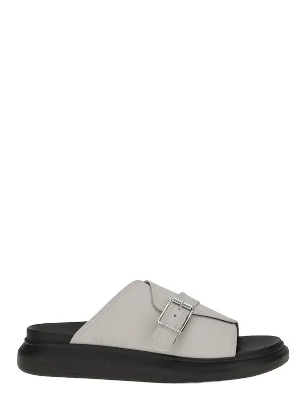 Alexander McQueen Smooth Calf Leather Sandals With Adjustable Strap And Open Toe - Grey