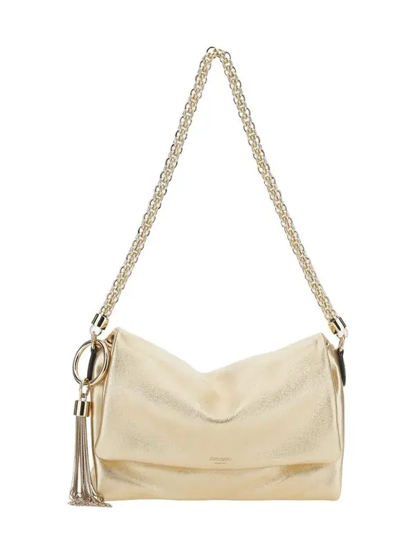 JIMMY CHOO Callie Flap Shoulder Bag With Metallic Tassels - Gold