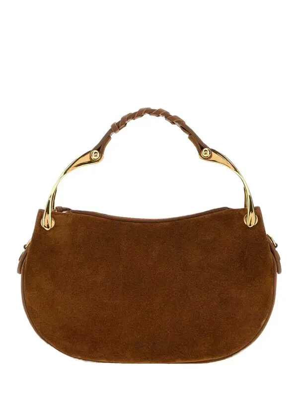 Alexander McQueen Wishbone Suede And Leather Mini Shoulder Bag - Brown