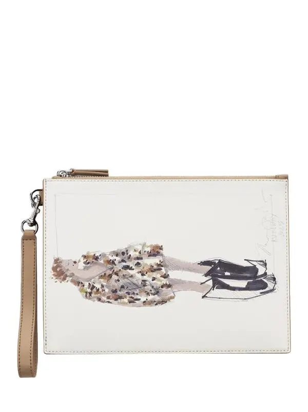 Marc Jacobs The Runway Illustration Leather Clutch - Camel