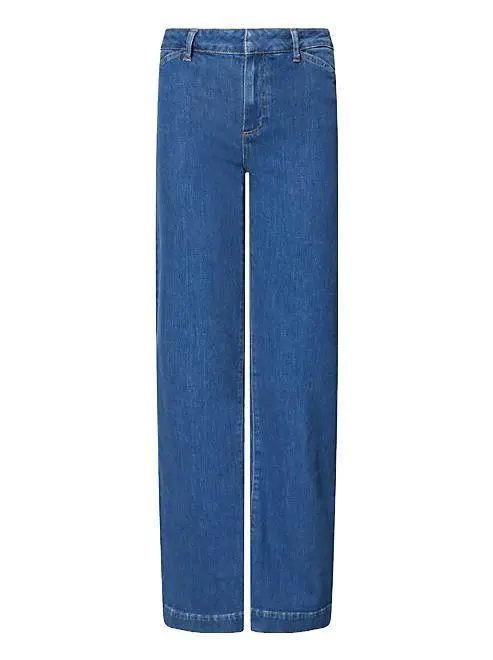 Paige Leenah Curve-pocket Wide-leg Denim Jeans - Glendora