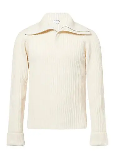 Bottega Veneta High-neck Ribbed Knit Sweater - Parchment