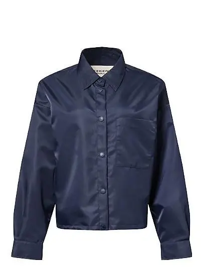 Max Mara Short-cut Water-repellent Woven Raincoat - Navy