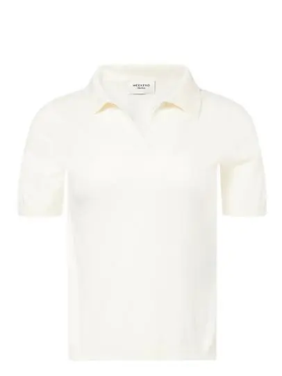 Max Mara Open Collar Silk And Wool Jumper - Ecru