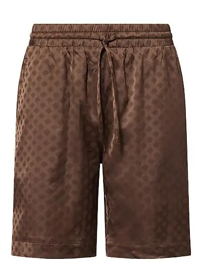 THE COUTURE CLUB Jacquard Pattern Relaxed Fit Woven Shorts - Brown