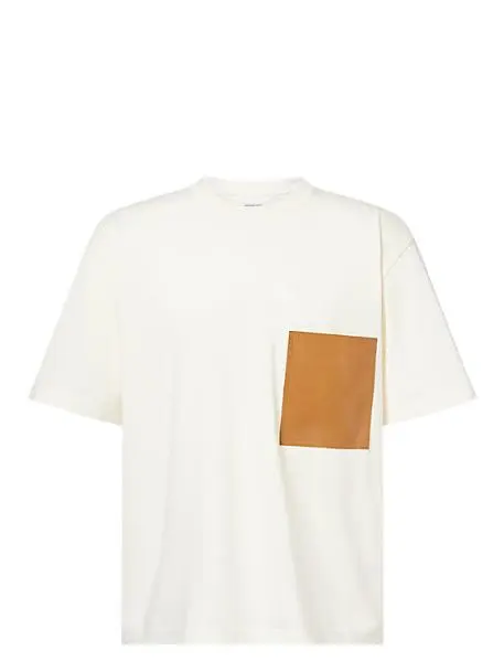 Bottega Veneta Leather Pocket Cotton Jersey T-shirt - Parchment