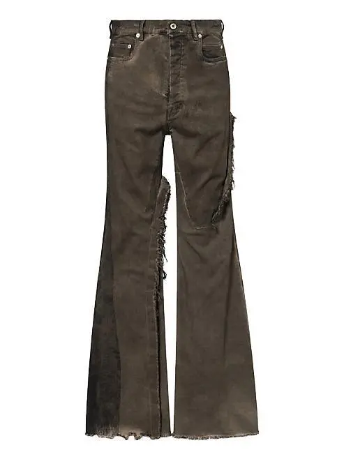 Rick Owens Cotton Blend Bootcut Jeans - Dust Combo