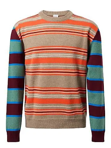 Paul Smith Crewneck Striped Wool-and-cotton Jumper - Camel