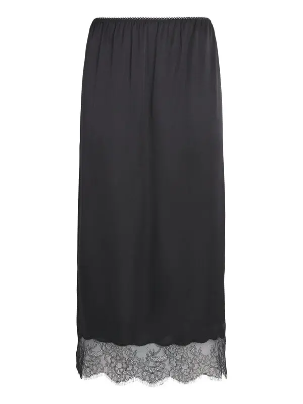 ANINE BING Silk-blend Shelby Midi Skirt With Lace Trim - Black