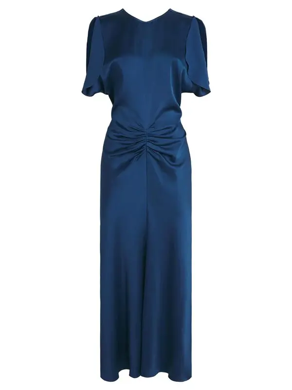 Victoria Beckham Satin Bela Midi Dress - Blue