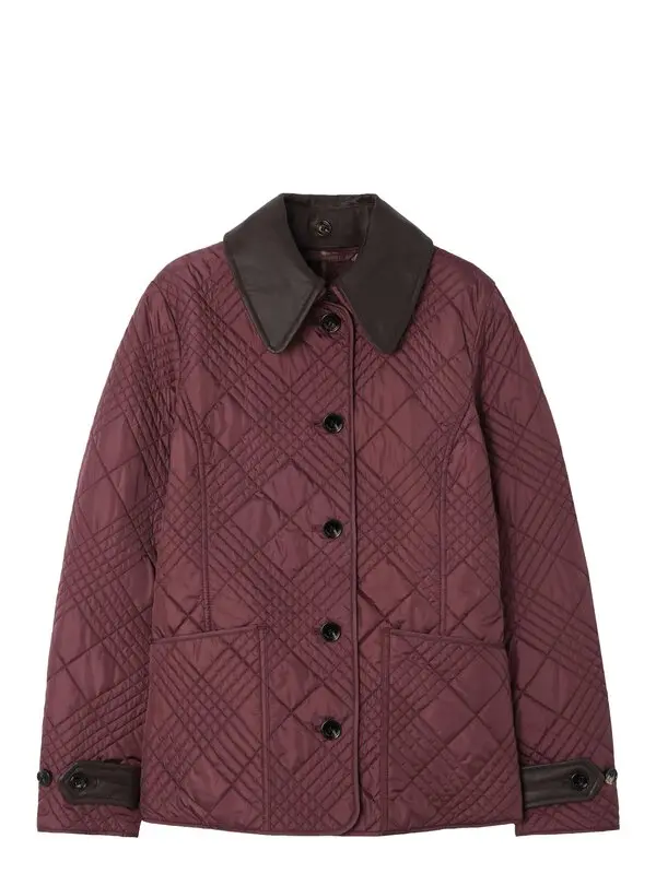 Burberry Quilted Fernleigh Jacket With Leather Trim - Red