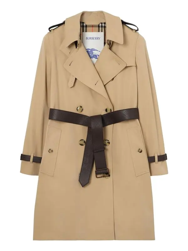 Burberry Mid-length Gabardine Kensington Trench Coat - Beige