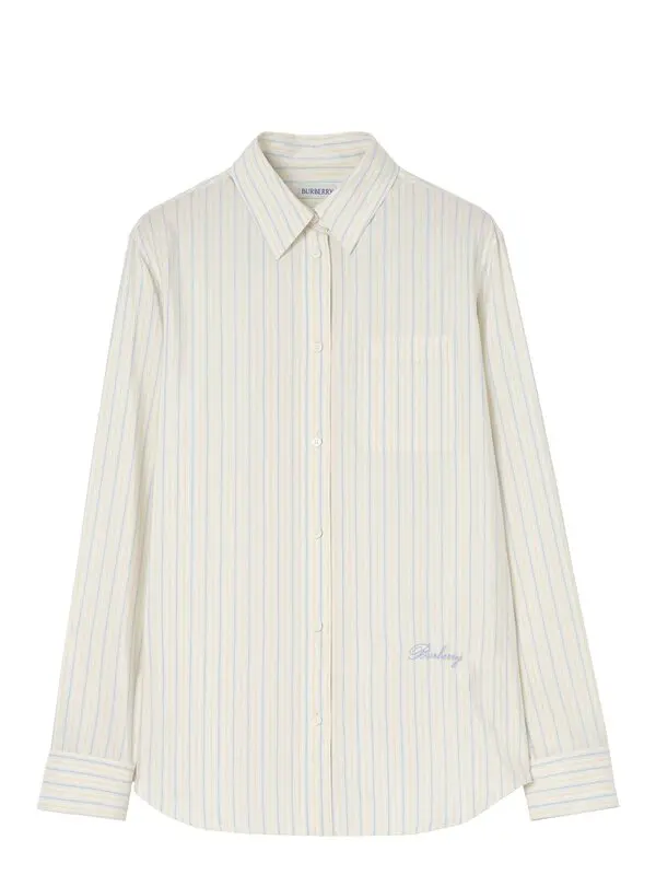 Burberry Silk-cotton Striped Shirt - White
