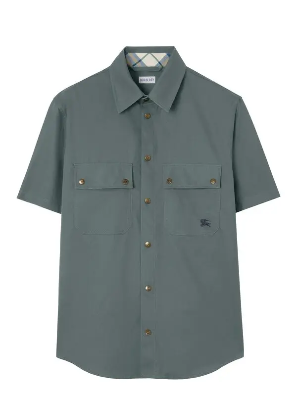 Burberry Tropical Gabardine Short-sleeve Shirt - Blue