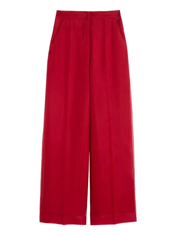 Max Mara Silk Wide-leg Trousers - Red