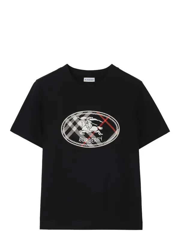 Burberry Cotton Check Ekd T-shirt - Black