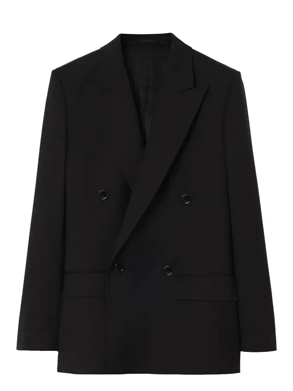Burberry Wool Double-breasted Peak Lapel Blazer - Black