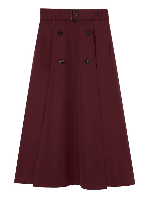 Burberry Gabardine Midi Skirt - Red