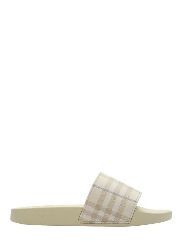 Burberry Check Slides - Beige