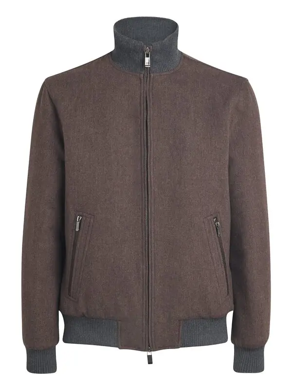 Pal Zileri Wool-blend Padded Bomber Jacket - Brown