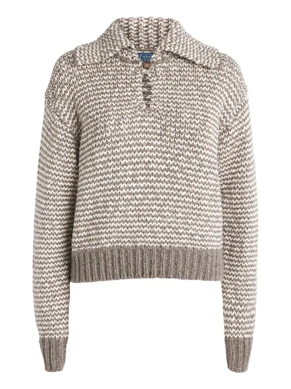Polo Ralph Lauren Cotton-wool Blend Striped Sweater - Grey