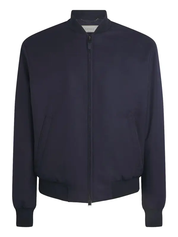 Canali Wool Bomber Jacket - Navy