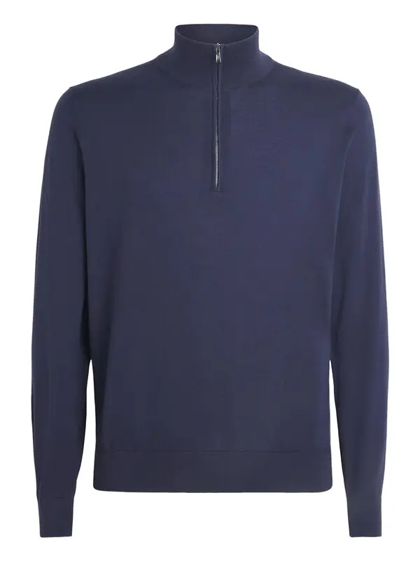 FIORONI CASHMERE Sea Island Cotton-cashmere Quarter-zip Sweater - Navy