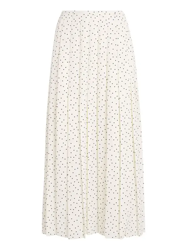 Theory Polka Dot Pleated Midi Skirt - Ivory