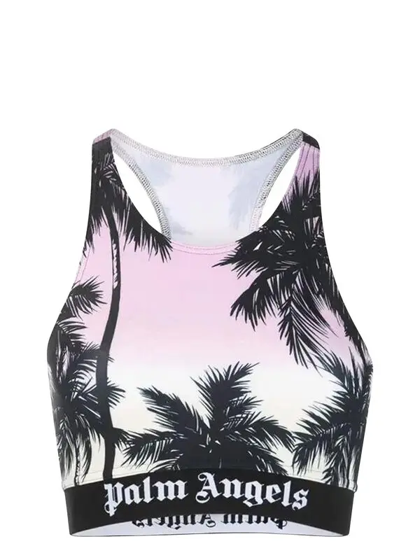 Palm Angels Palm Tree Print Crop Top - Pink
