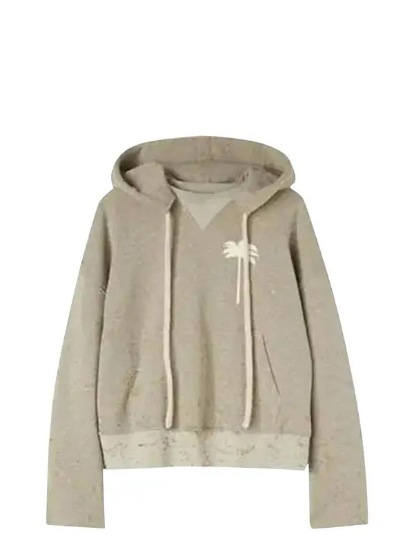 Palm Angels Painted Raw Cut Hoodie - Grey