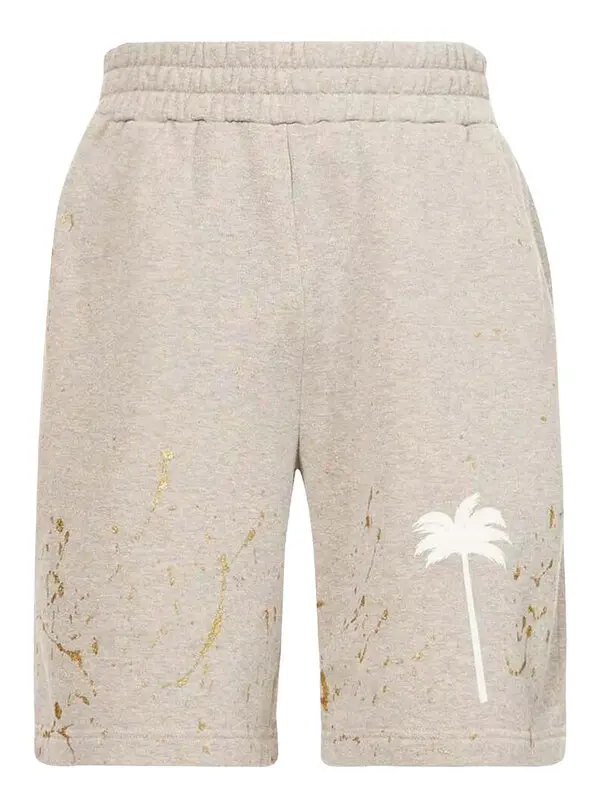 Palm Angels Paint-splatter Logo Shorts - Grey
