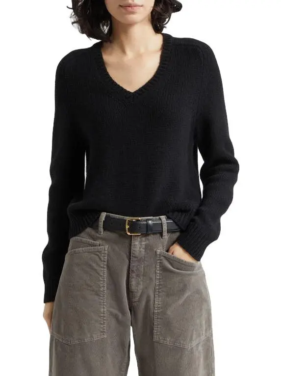 NILI LOTAN Vicki V-neck Cashmere And Virgin Wool Sweater - Black