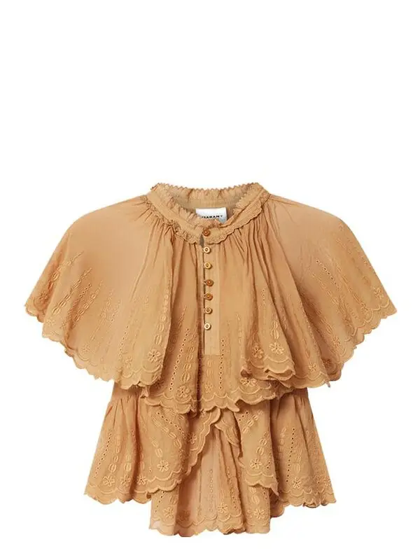 MARANT ETOILE Lorna Broderie Anglaise Blouse - Caramel